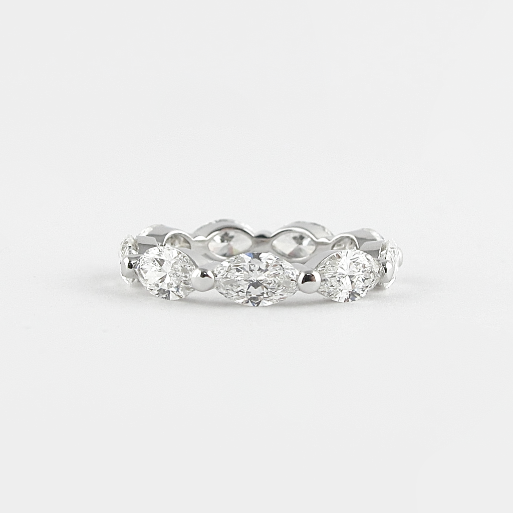 2.1 CT Marquise Bubble Prong Setting Moissanite Wedding Band ...