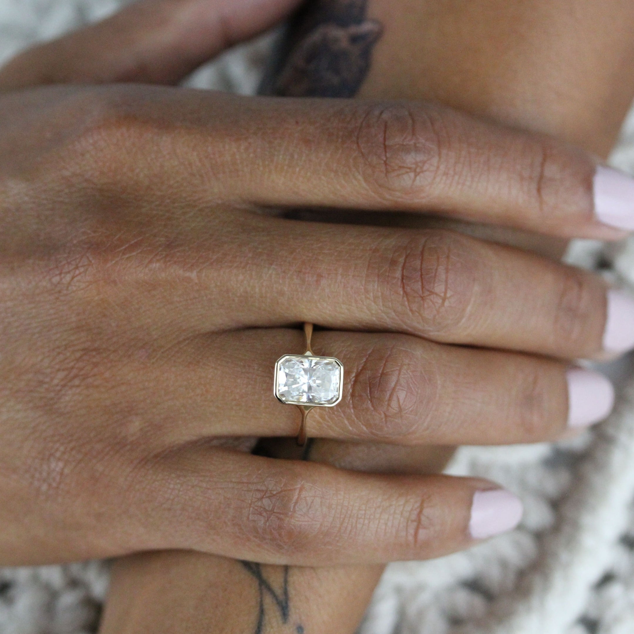 2.43 CT Radiant Bezel Solitaire Moissanite Engagement Ring ...