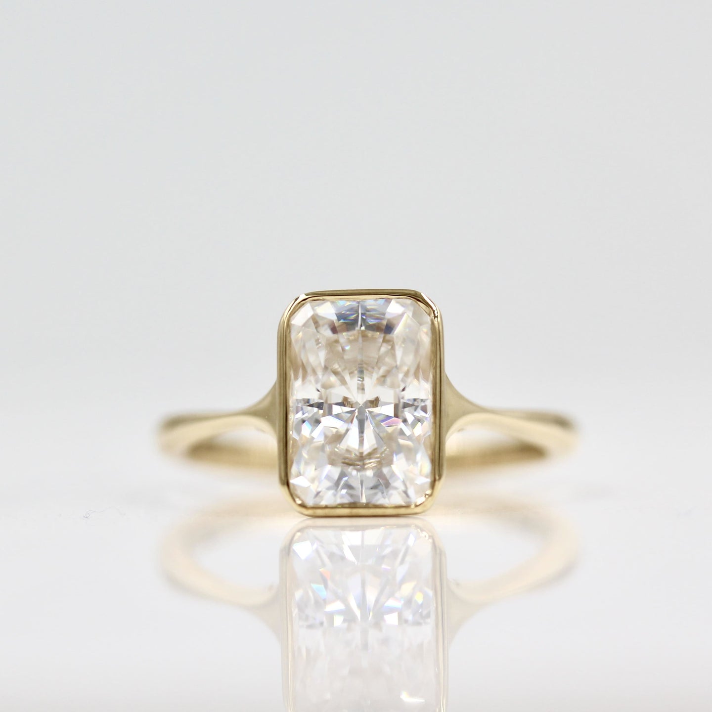 2.43 CT Radiant Bezel Solitaire Moissanite Engagement Ring ...