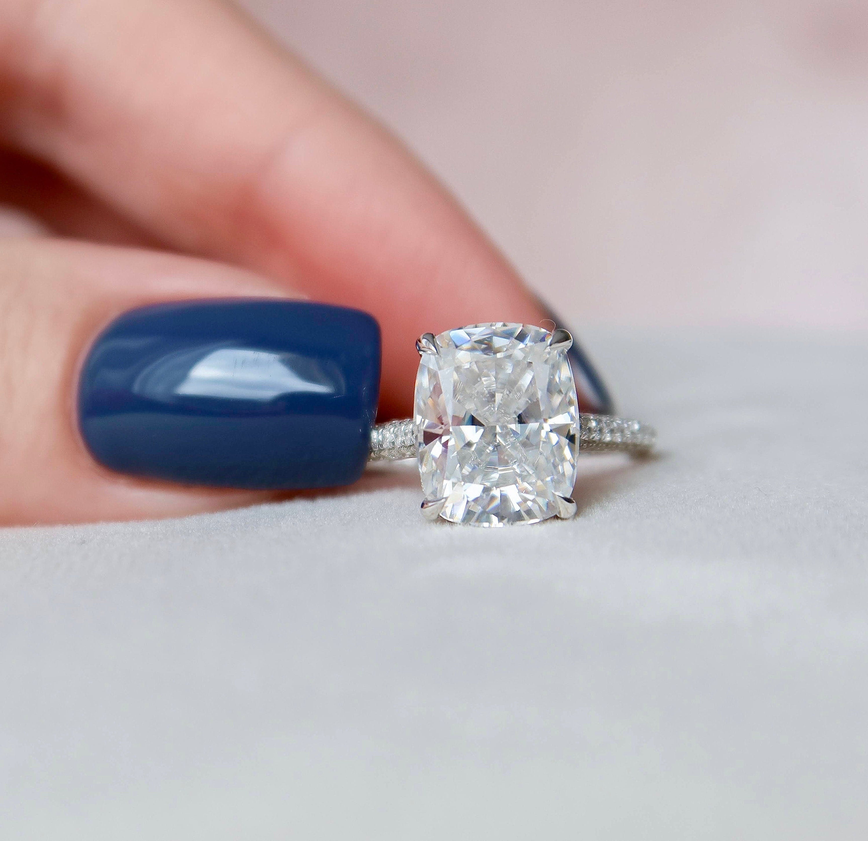 6.0 CT Cushion Pave Setting Moissanite Engagement Ring – crownmoissanite